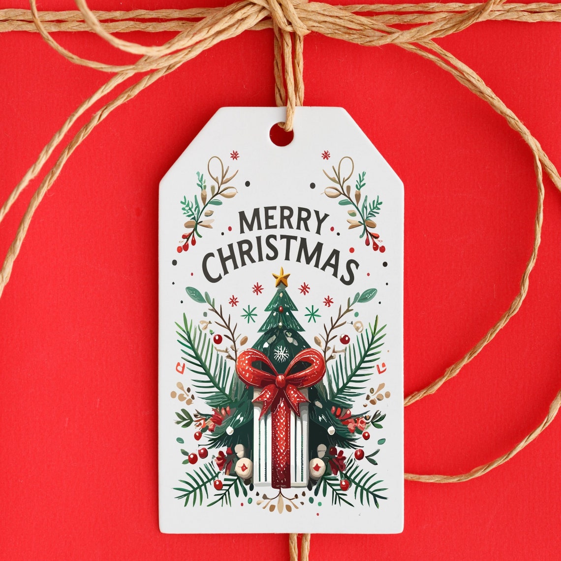 Printable Christmas Gift Tags, Merry Christmas Gift Tag, Holiday Gift ...