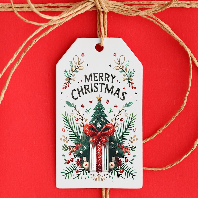 Printable Christmas Gift Tags, Merry Christmas Gift Tag, Holiday Gift ...