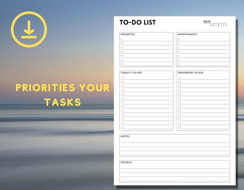 Simple Daily to Do List Printable, Task Management, to Do List Planner ...