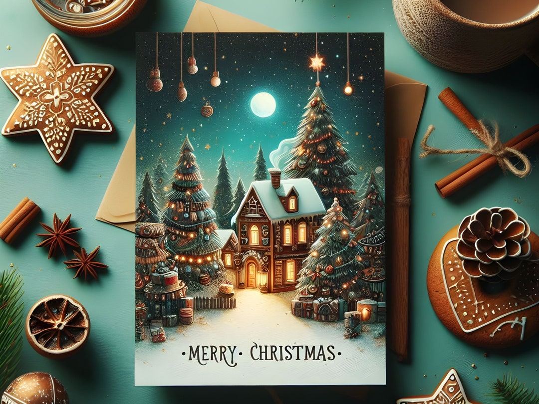 Merry Christmas Digital Card, Printable Christmas Card, Greetings Card ...