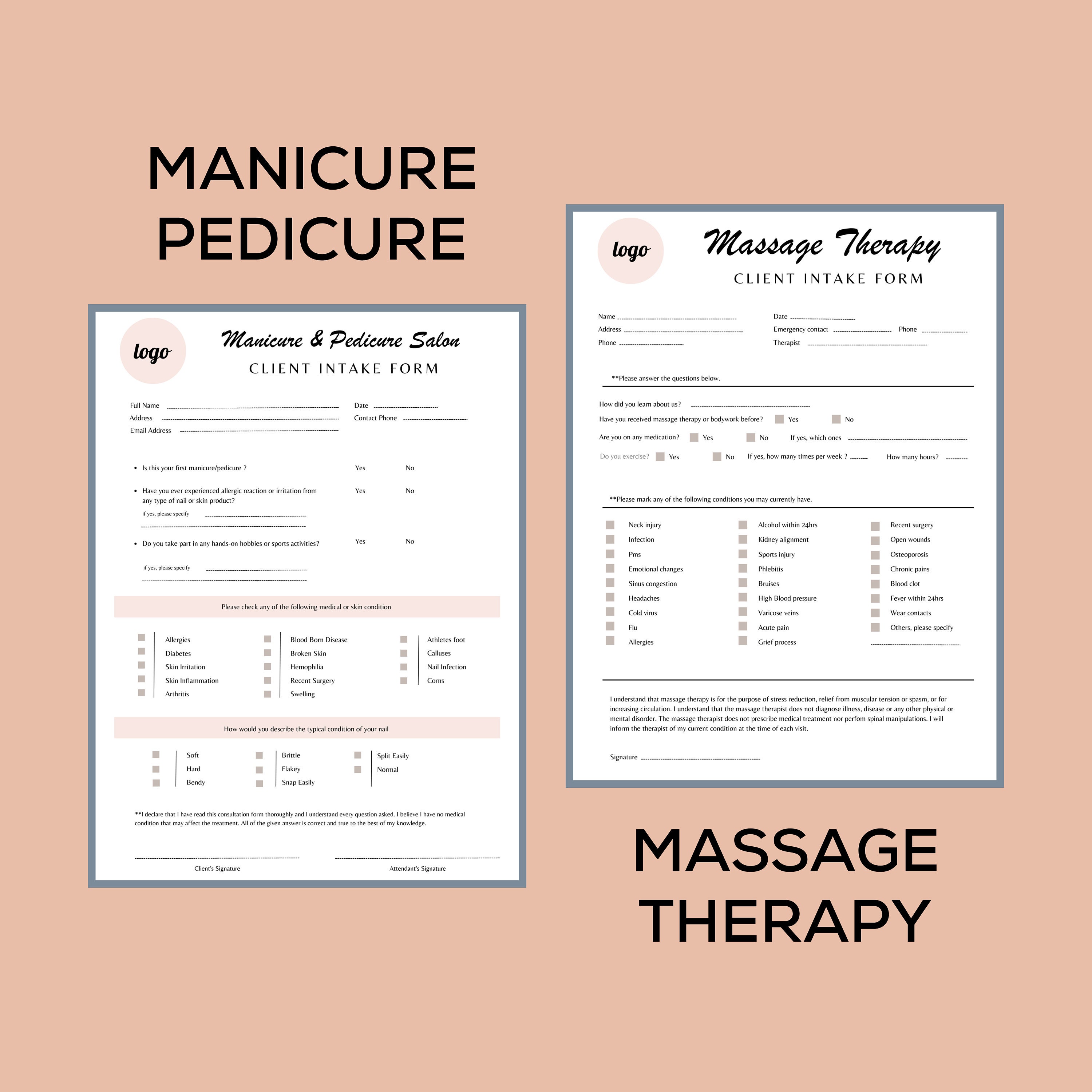 Salon Client Intake Form, New Client Information Template, Manicure ...