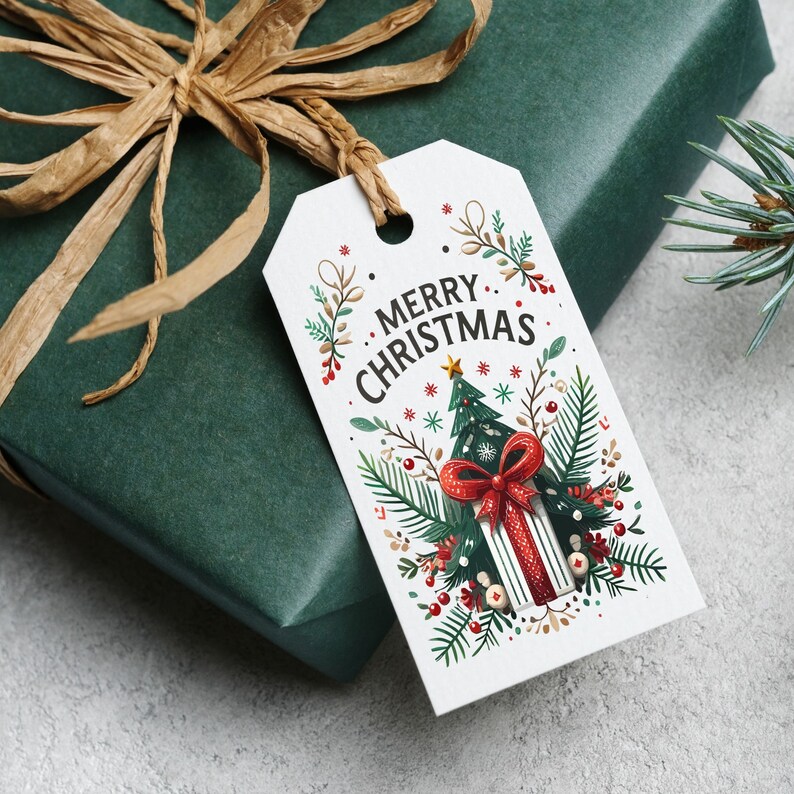 Printable Christmas Gift Tags, Merry Christmas Gift Tag, Holiday Gift ...