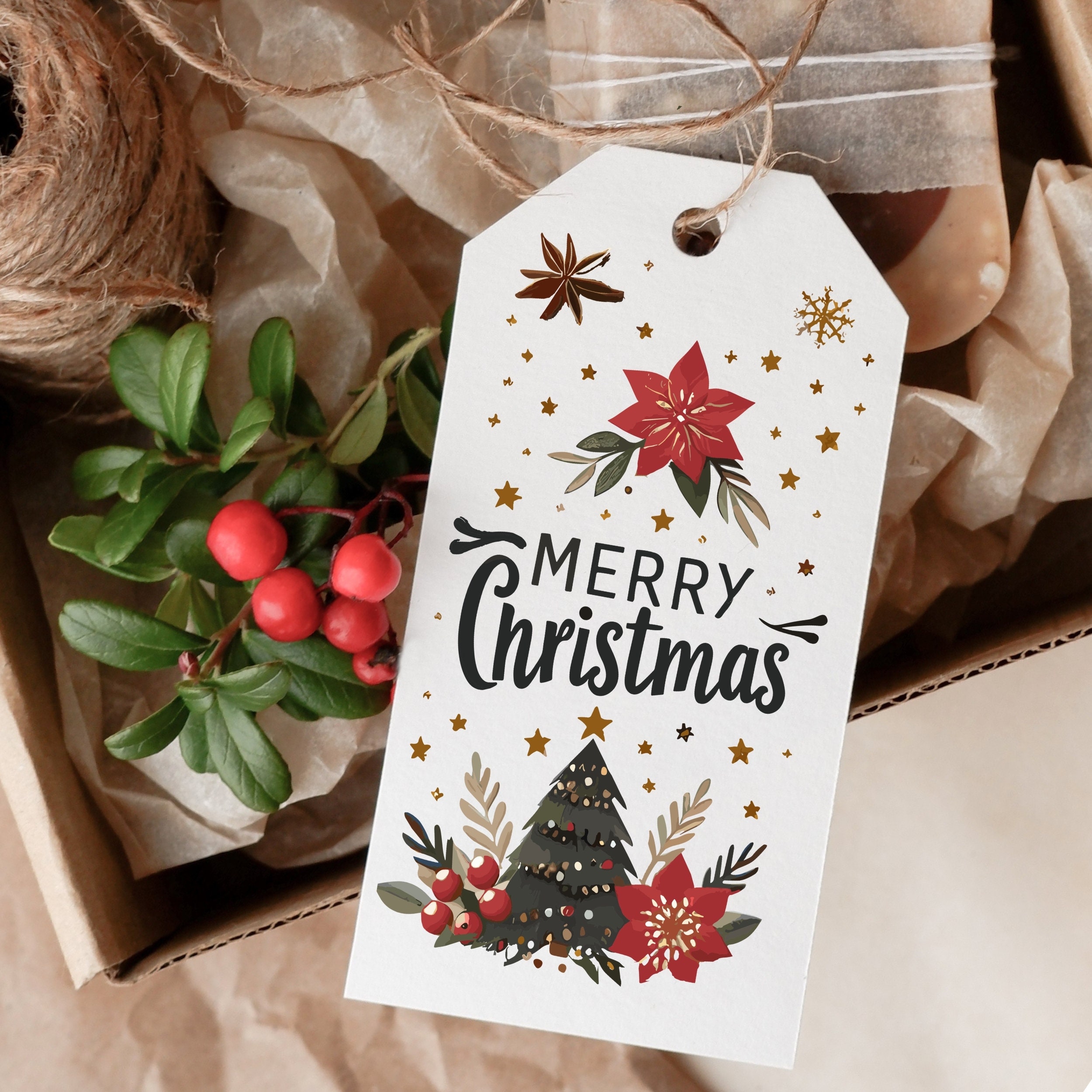 Printable Christmas Gift Tags, Merry Christmas Gift Tag, Holiday Gift ...