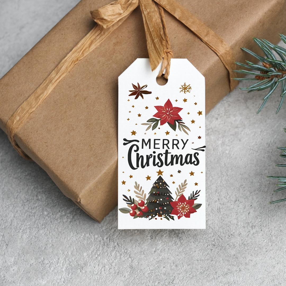 Printable Christmas Gift Tags, Merry Christmas Gift Tag, Holiday Gift ...