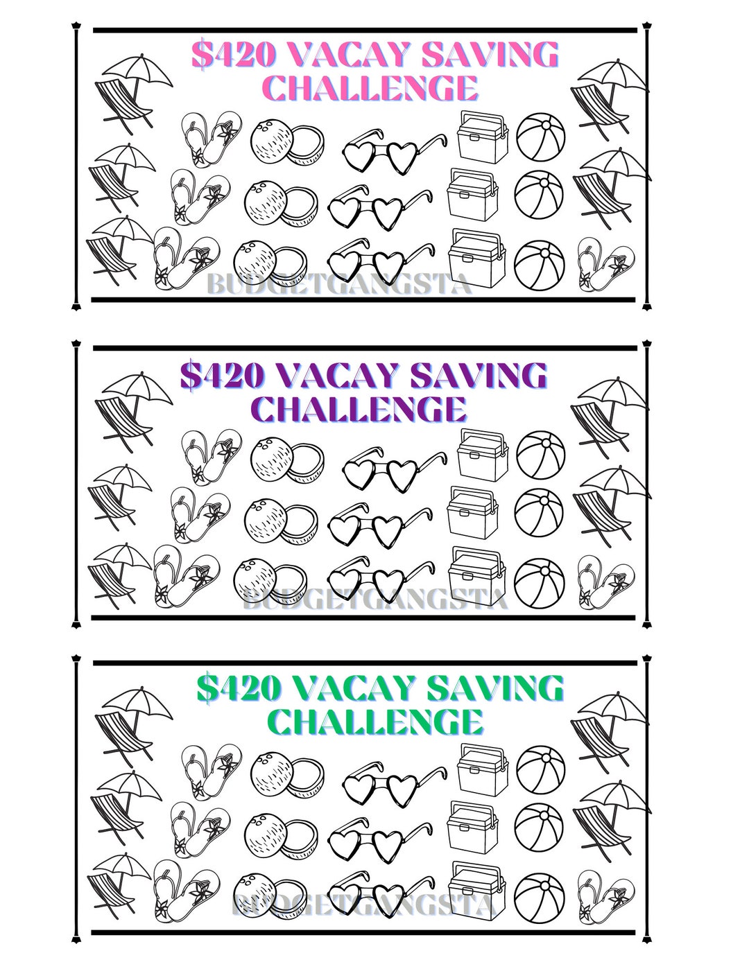 Printable Vacation Saving Challenge, Saving Money, Saving Template, PDF ...