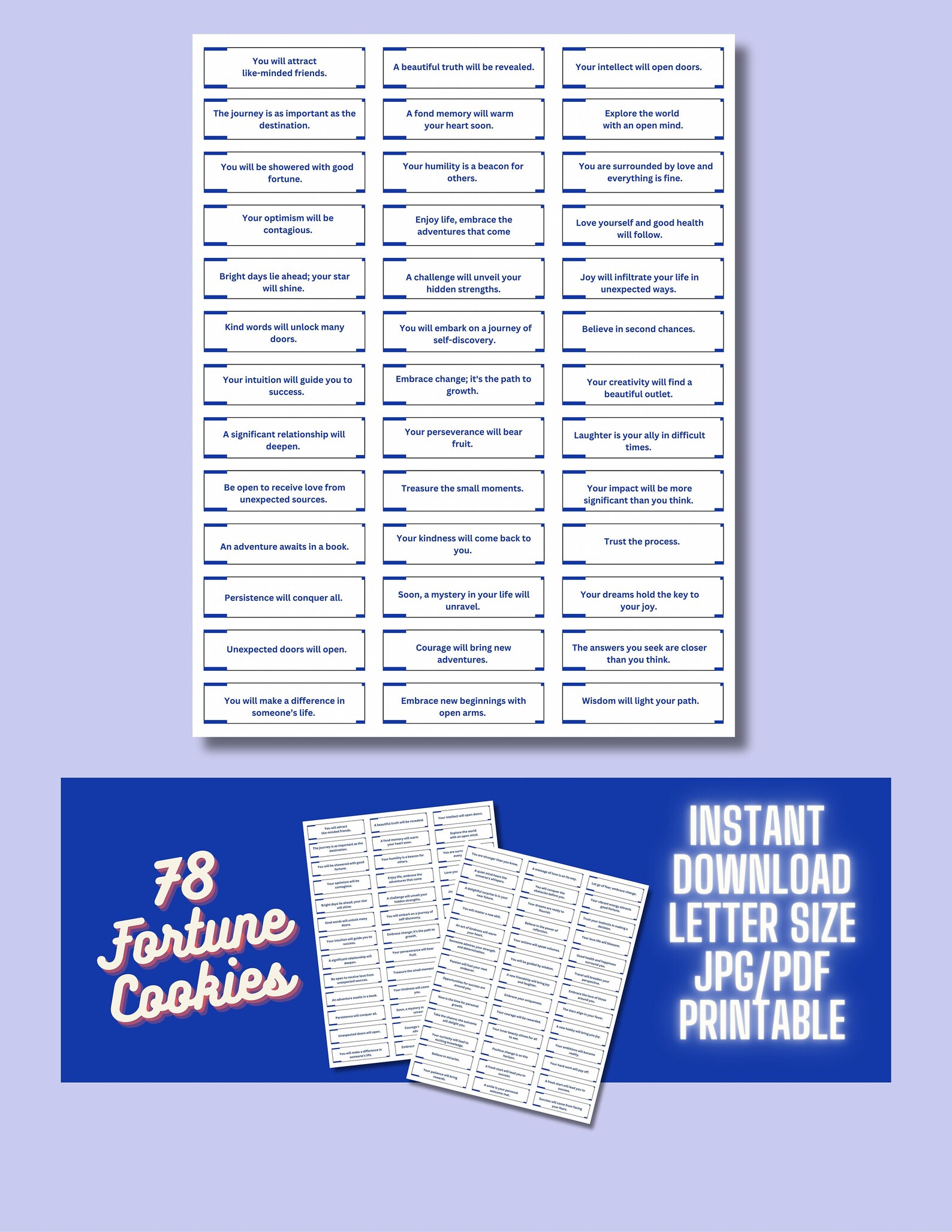 DIY Printable Fortunes for Fortune Cookies, Party Favors, Custom Party ...