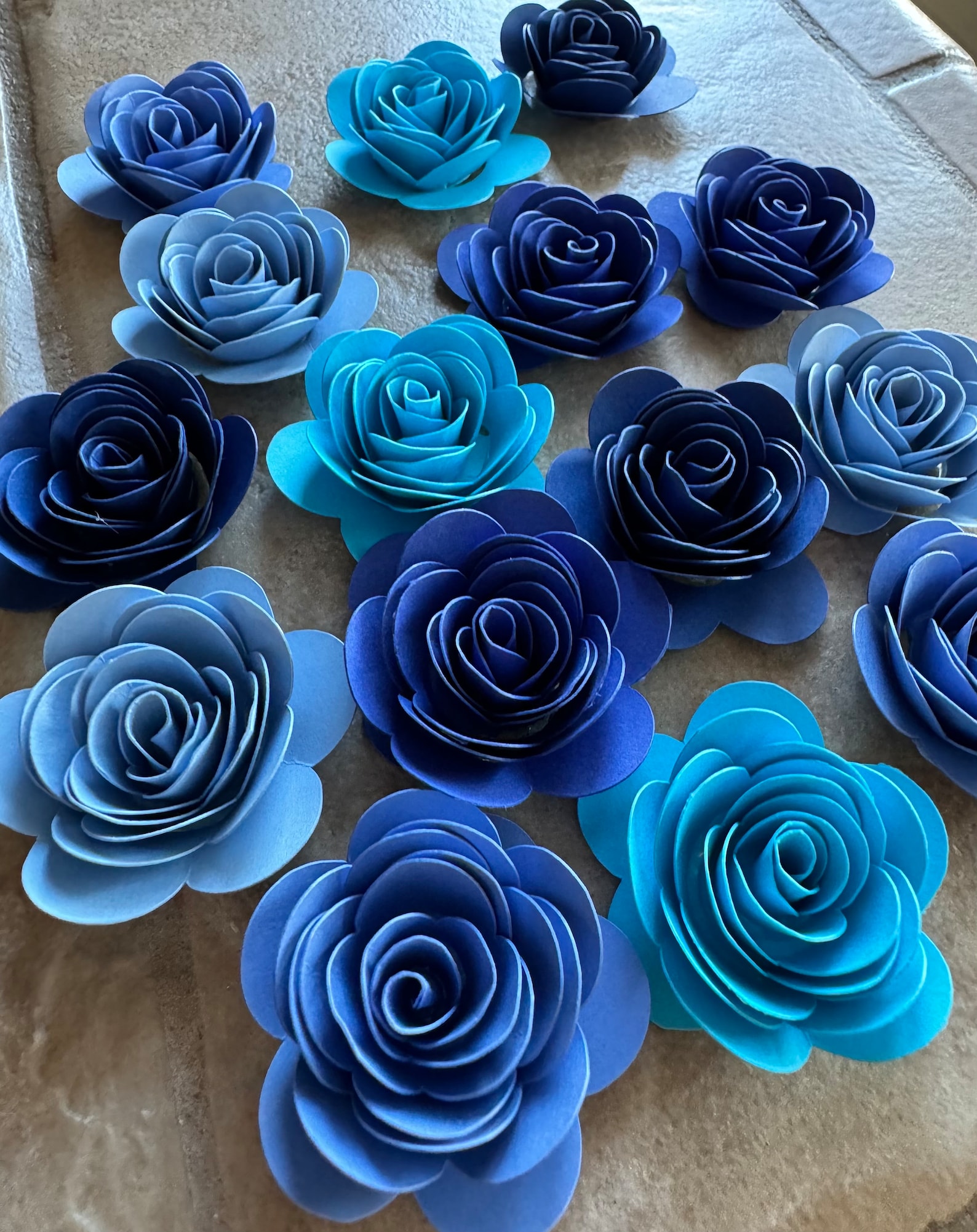 15pk Blue Rolled Paper Roses 1” Inch - Etsy