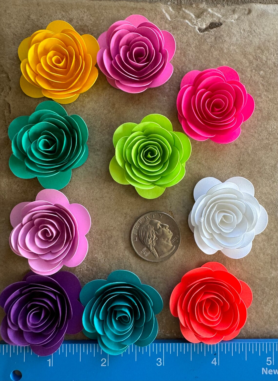 20pk Rainbow Rolled Paper Roses 1” Inch - Etsy