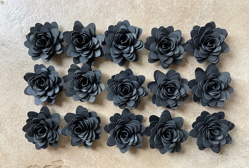 15pk Black Starburst Rolled Paper Flowers 1” Inch - Etsy