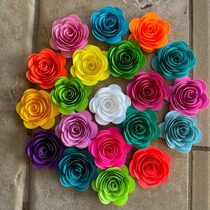 20pk Rainbow Rolled Paper Roses 1” Inch - Etsy