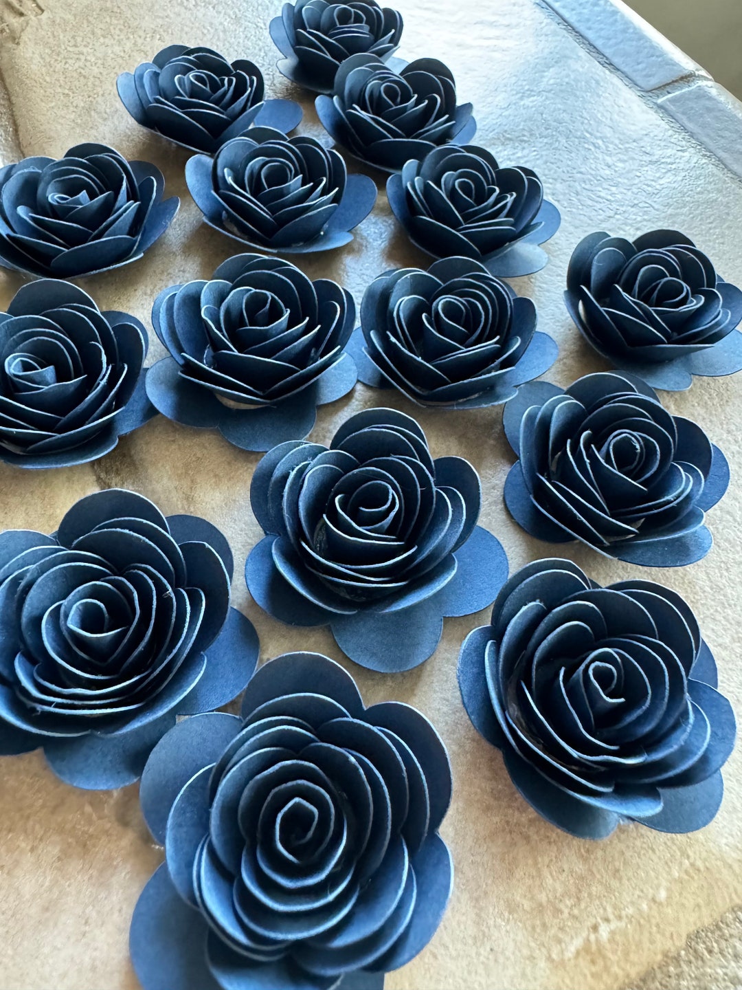 15pk Navy Rolled Paper Roses 1” Inch - Etsy