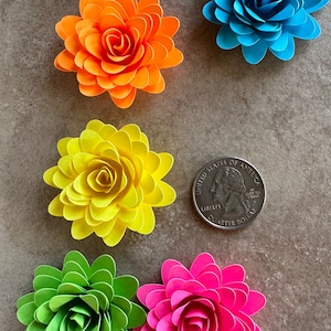 15pk Neon Starburst Rolled Paper Flowers 1” Inch - Etsy