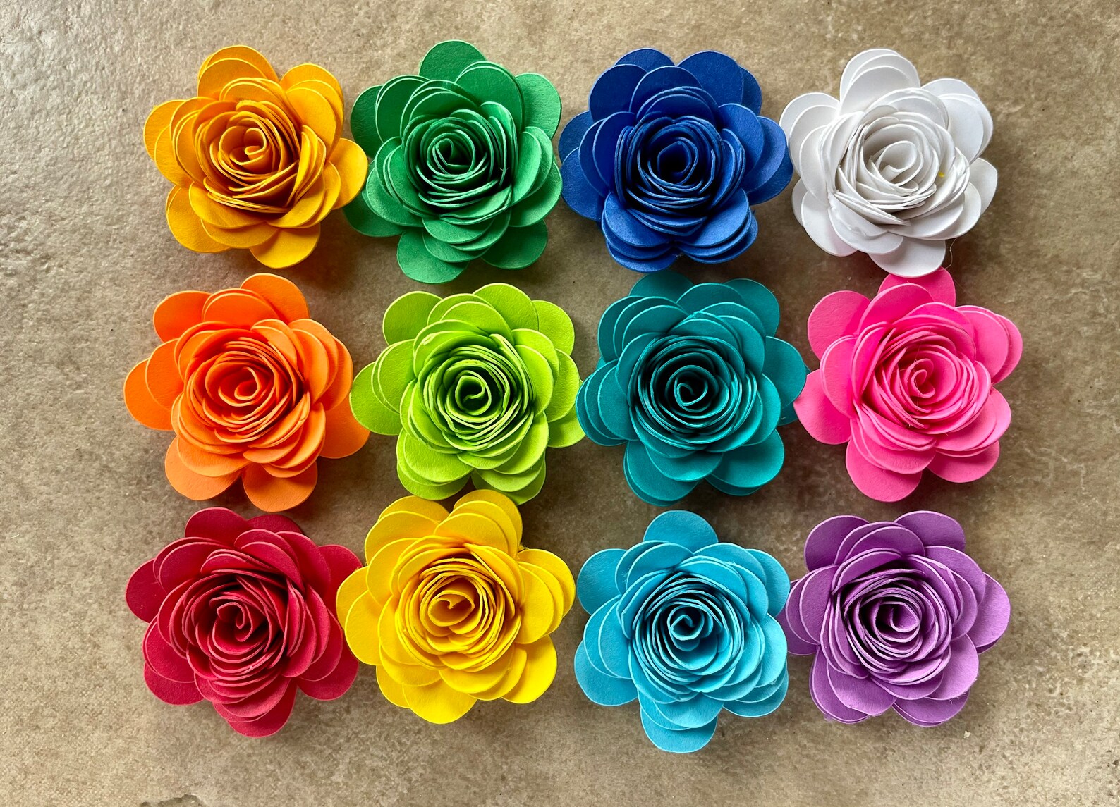 12pk Rainbow Rolled Paper Roses 1 Inch - Etsy