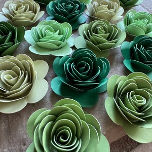 15pk Forest Green Rolled Paper Roses 1” Inch - Etsy