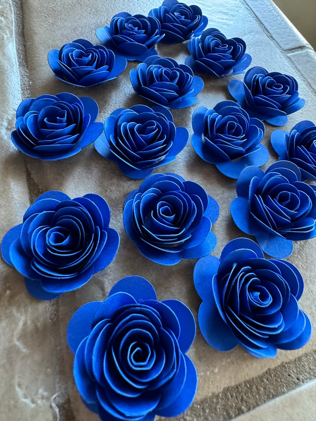 15pk Royal Blue Rolled Paper Roses 1” Inch - Etsy
