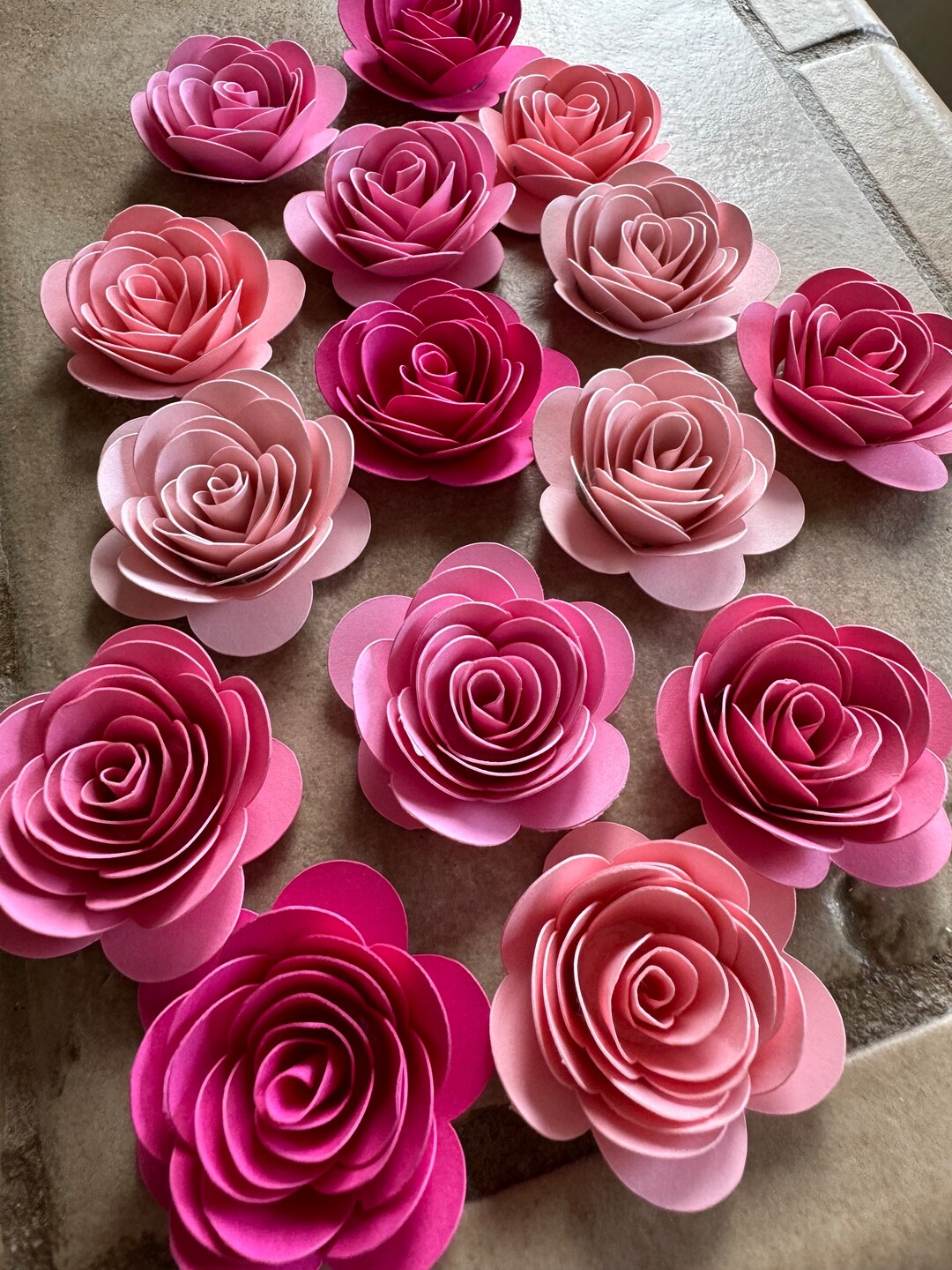 15pk Pink Rolled Paper Roses 1” Inch - Etsy