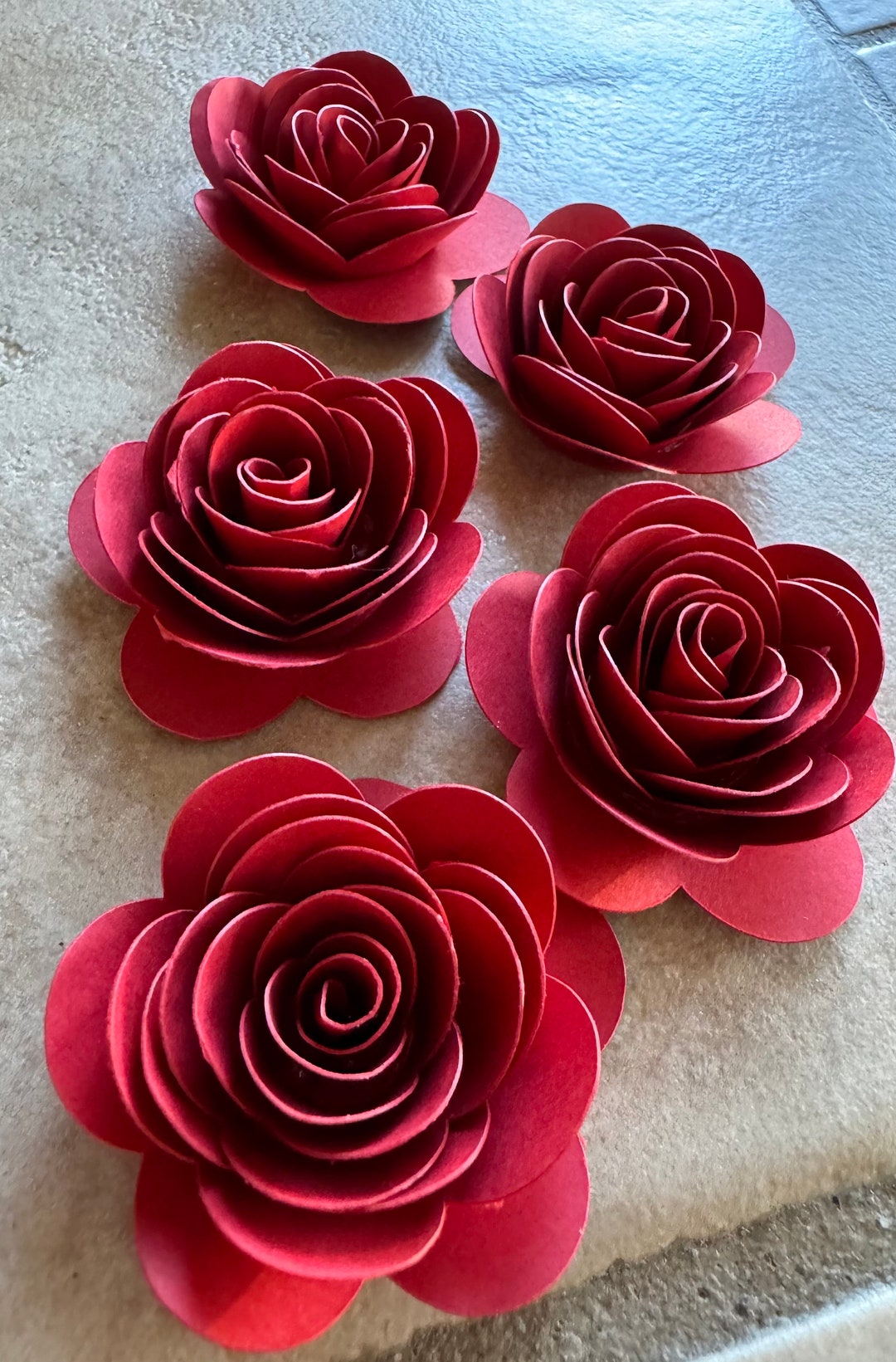 1.5" Inch Red Rolled Paper Roses - Etsy