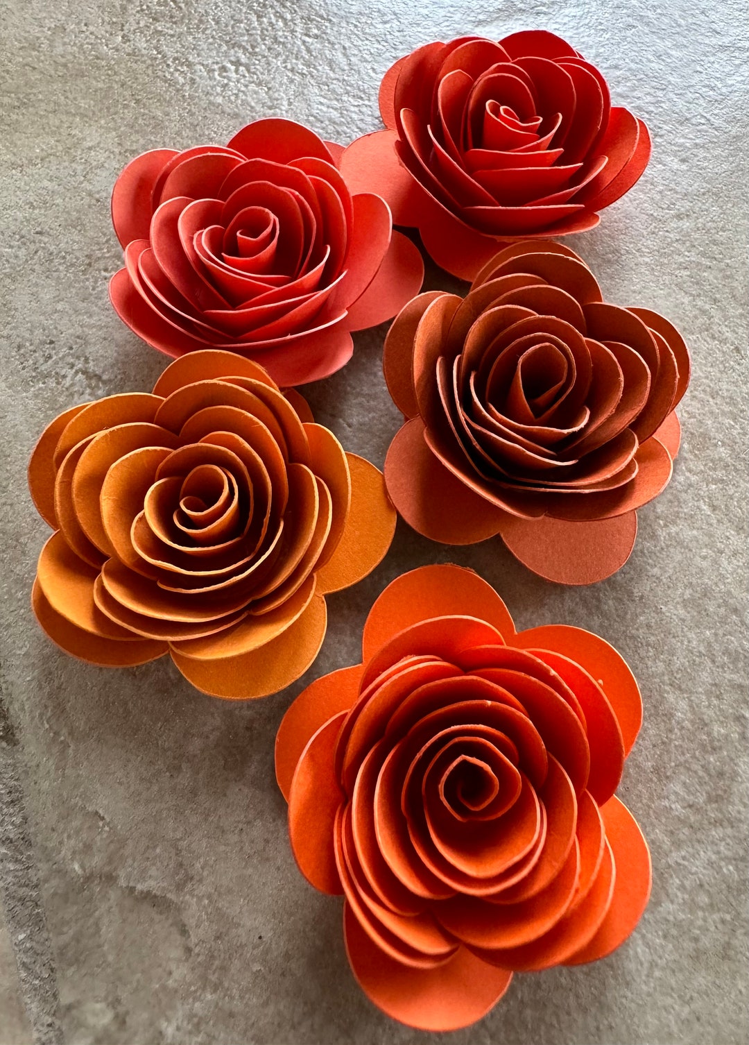 1.5" Inch Tangerine/orange Rolled Paper Roses - Etsy
