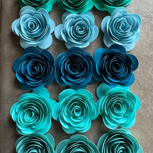 15pk Aqua Blue Rolled Paper Roses 1 Inch - Etsy