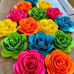 15pk Neon Rolled Paper Roses 1" Inch - Etsy