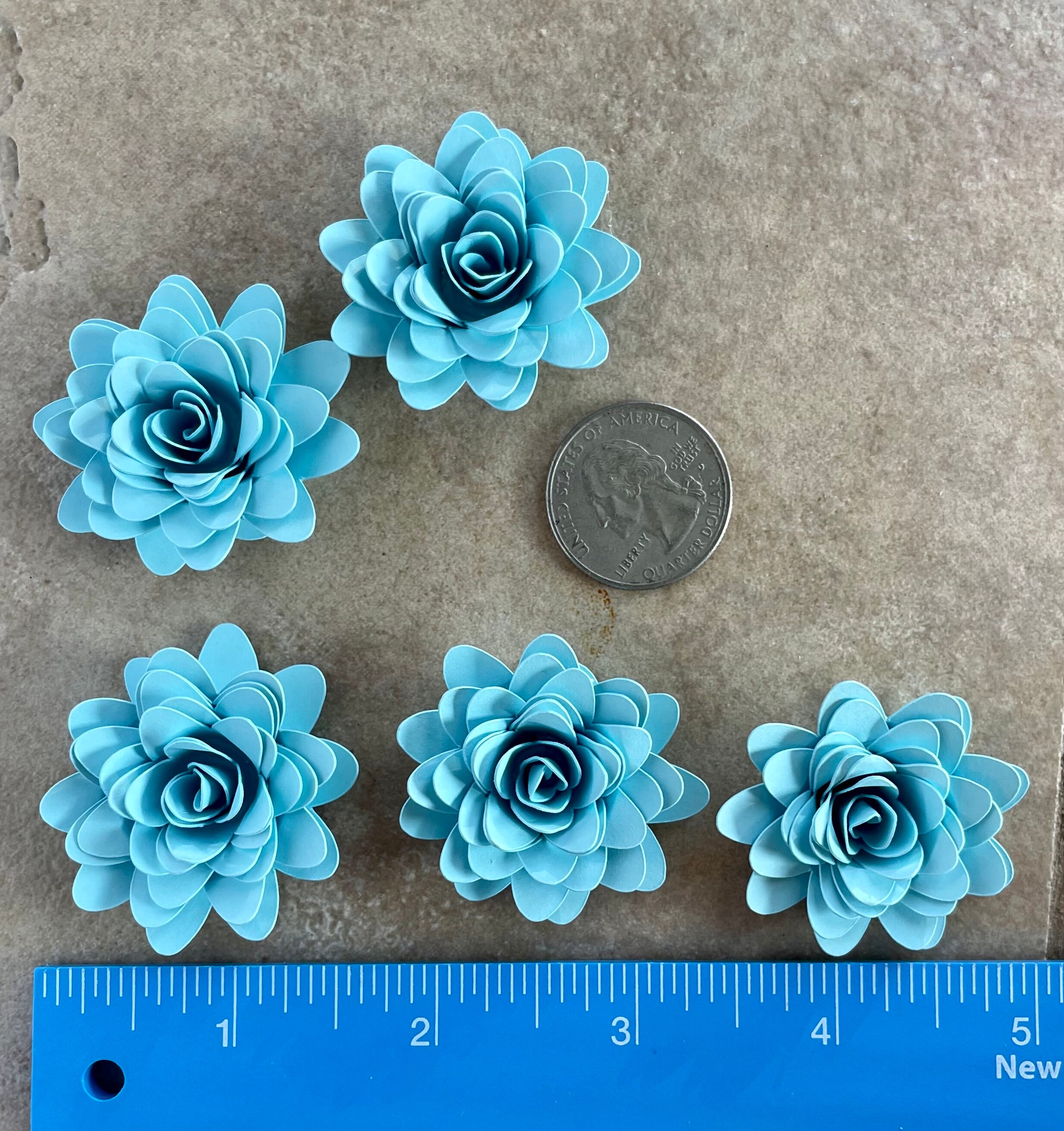 15pk Sky Blue Starburst Rolled Paper Flowers 1” Inch - Etsy