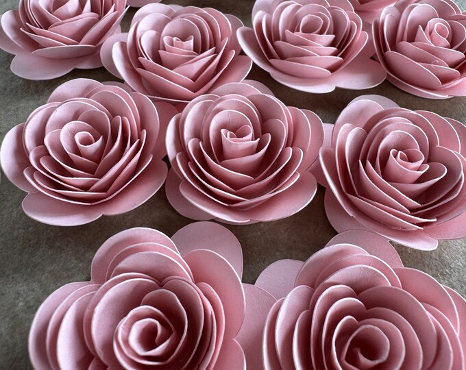 15pk Light Pink Rolled Paper Roses 1” Inch - Etsy
