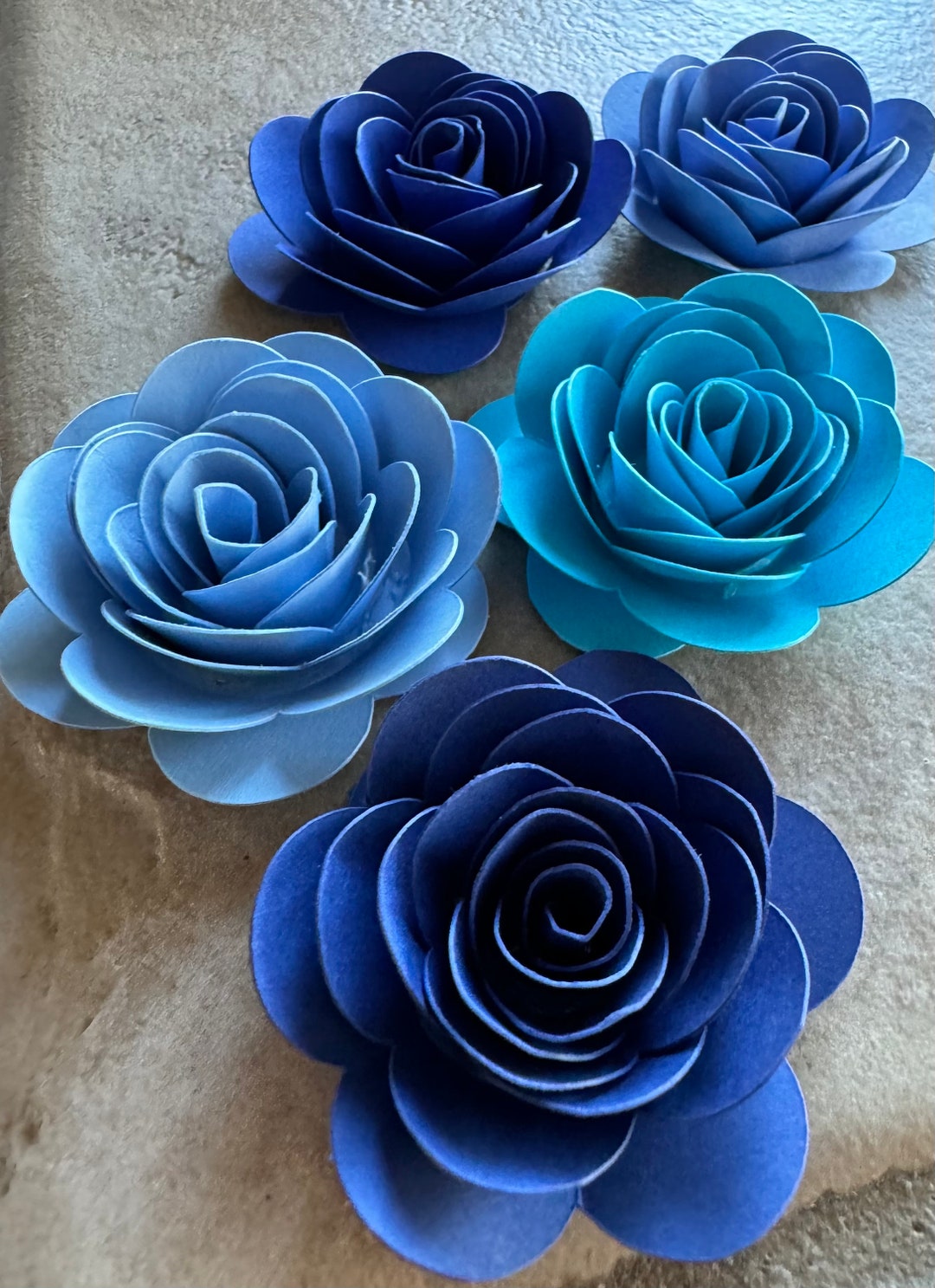 1.5" Inch Blue Rolled Paper Roses - Etsy