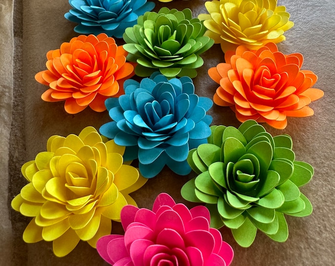 15pk Neon Starburst Rolled Paper Flowers 1” Inch - Etsy