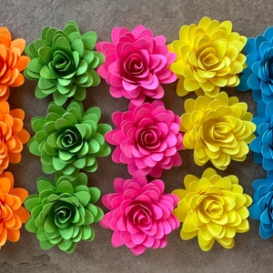 15pk Neon Starburst Rolled Paper Flowers 1” Inch - Etsy