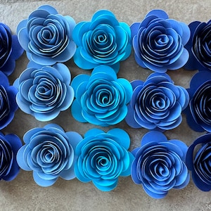 15pk Blue Rolled Paper Roses 1” Inch - Etsy