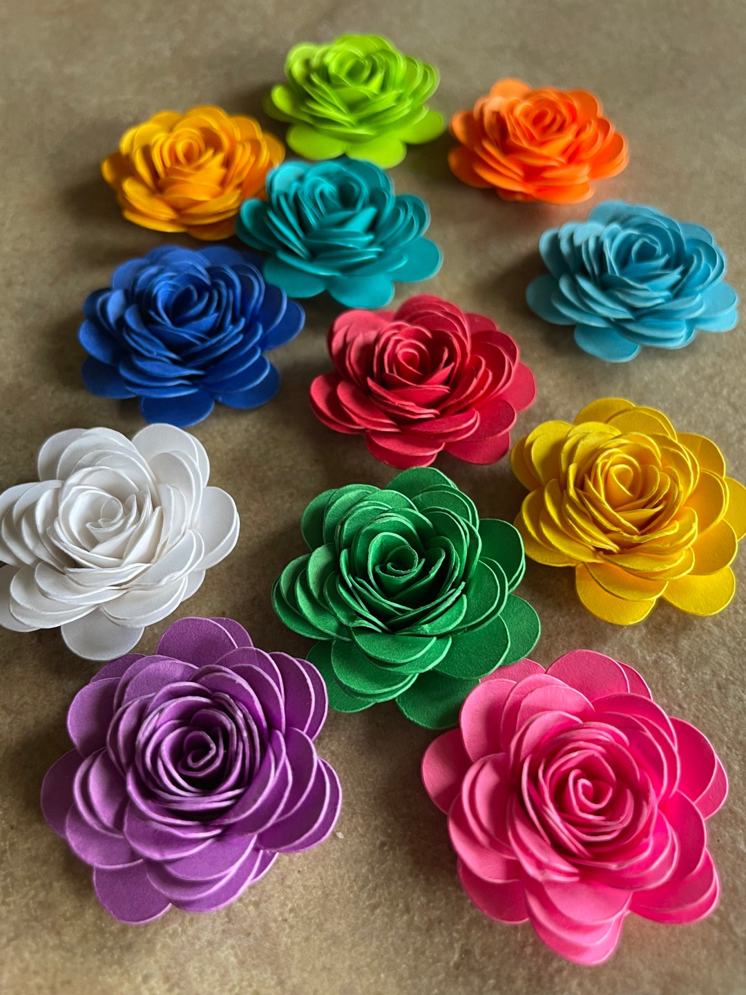 12pk Rainbow Rolled Paper Roses 1 Inch - Etsy