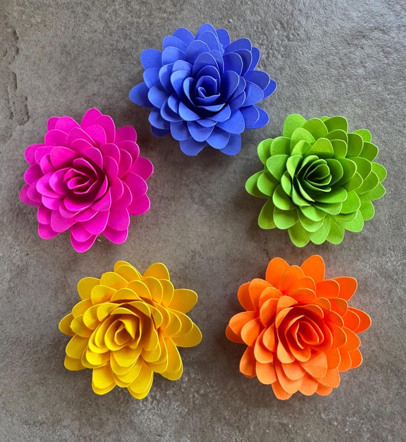 15pk Brilliant Neon Bright Starburst Rolled Paper Flowers 1” Inch - Etsy