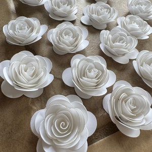 15pk White Rolled Paper Roses 1” Inch - Etsy