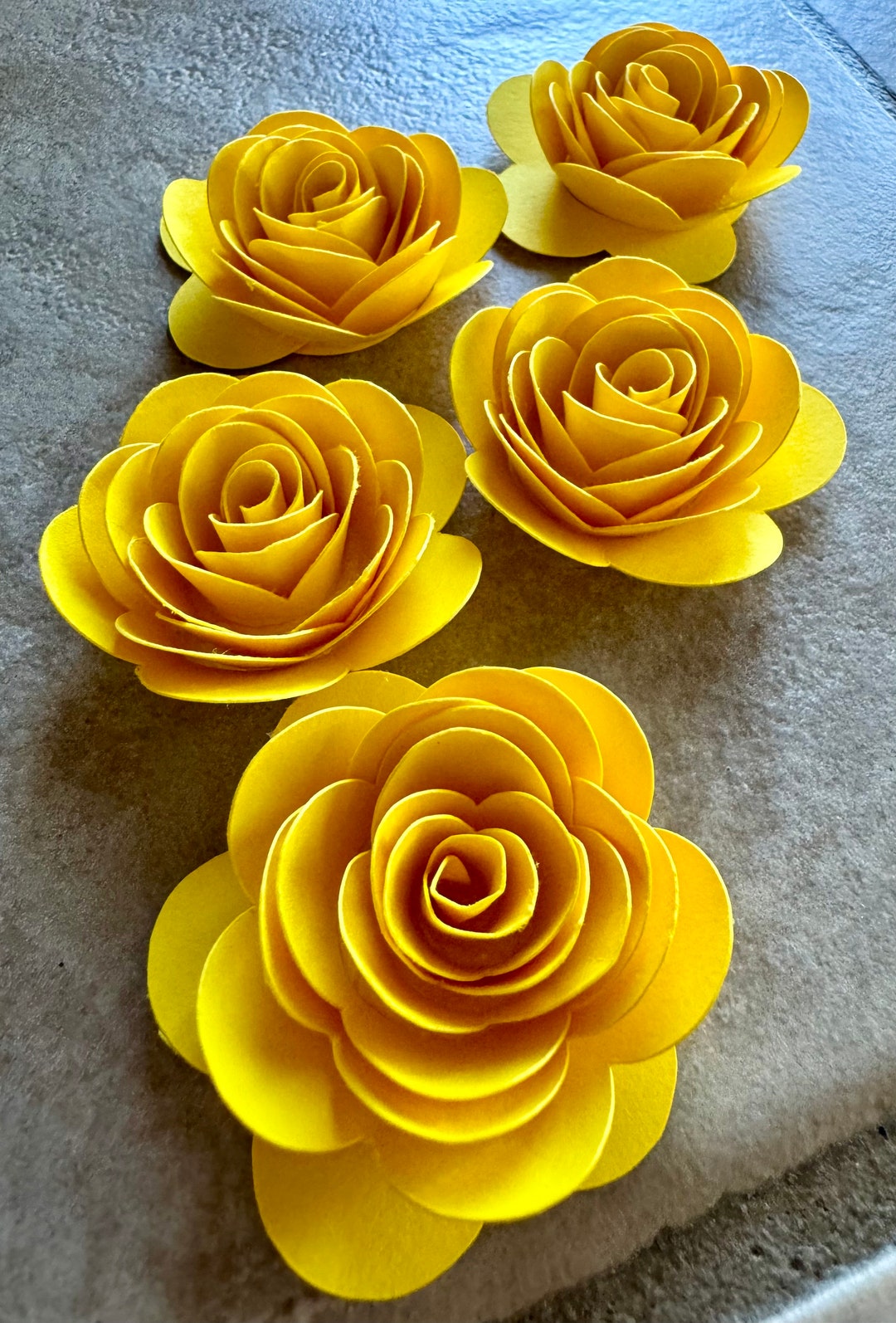 1.5" Inch Yellow Rolled Paper Roses - Etsy