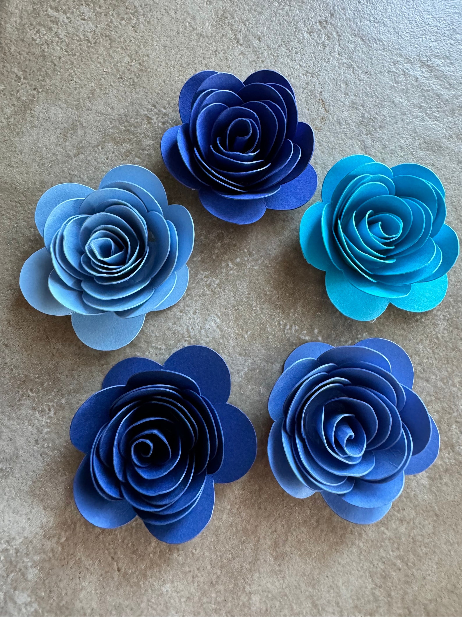 15pk Blue Rolled Paper Roses 1” Inch - Etsy