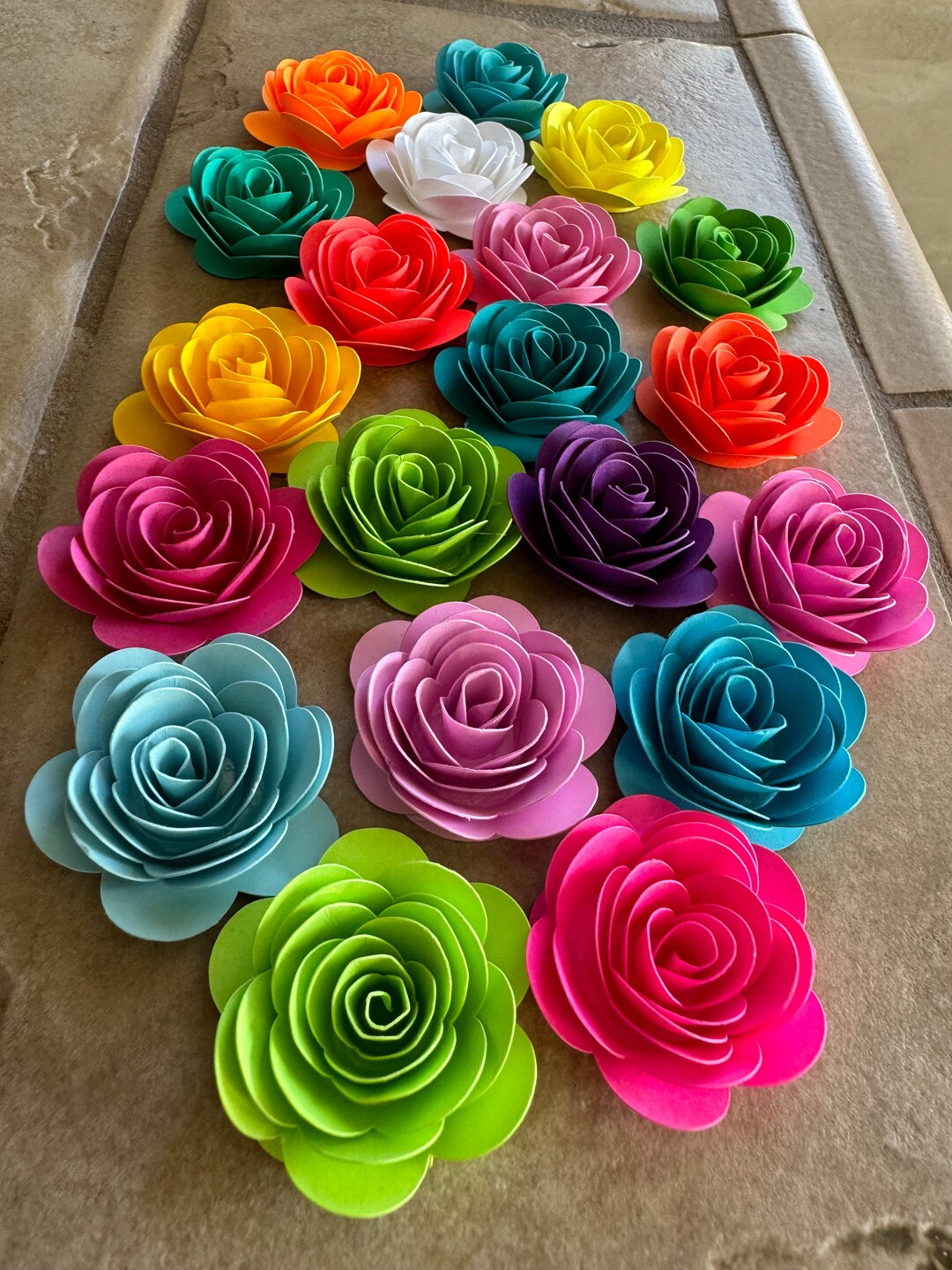 20pk Rainbow Rolled Paper Roses 1” Inch - Etsy