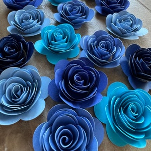 15pk Blue Rolled Paper Roses 1” Inch - Etsy