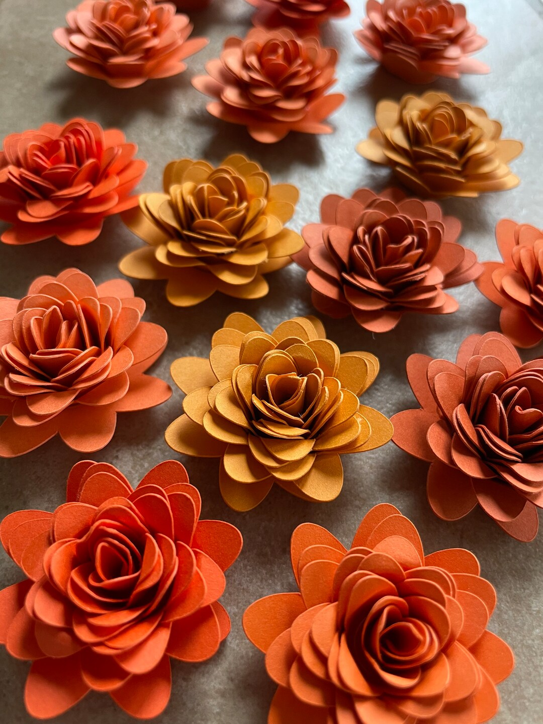 15pk Tangerine/orange Starburst Rolled Paper Flowers 1” Inch - Etsy