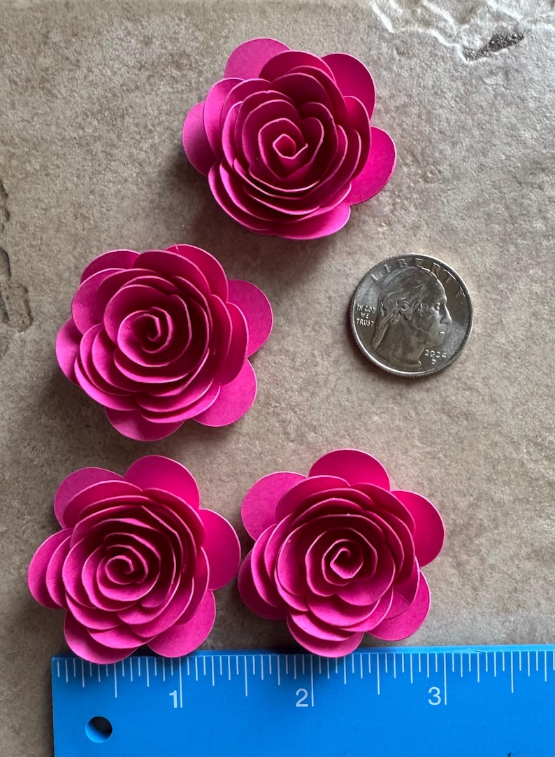15pk NEW! Fuchsia Pink Rolled Paper Roses 1” Inch - Etsy