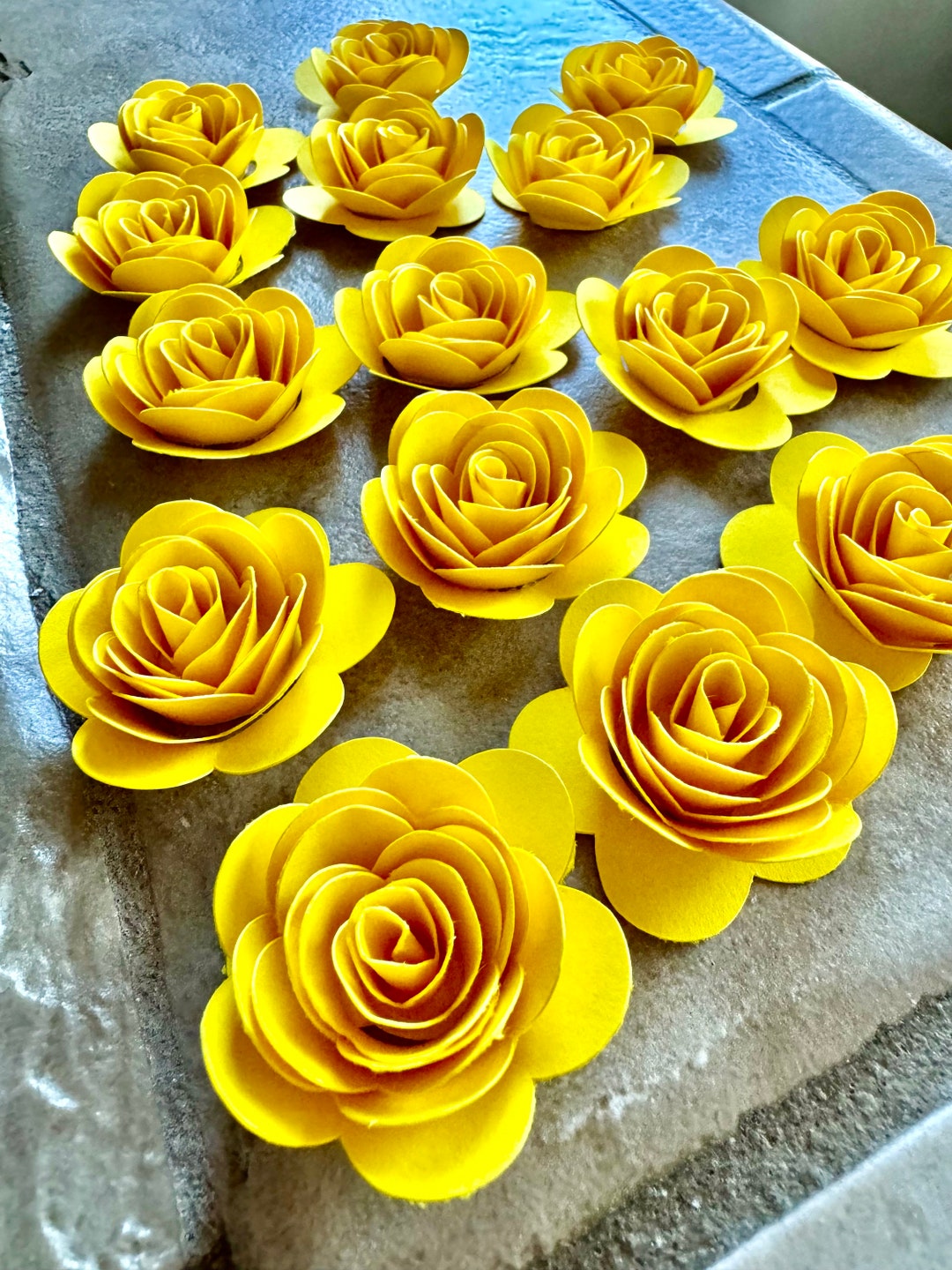 15pk Yellow Rolled Paper Roses 1” Inch - Etsy