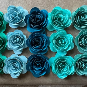15pk Aqua Blue Rolled Paper Roses 1 Inch - Etsy
