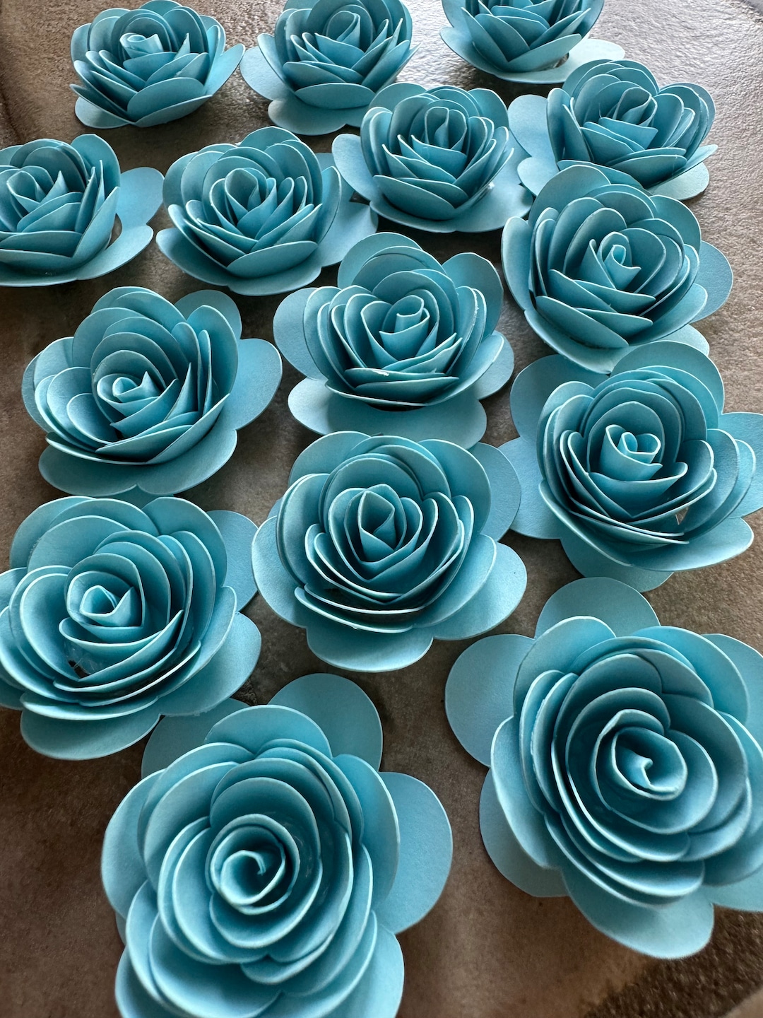 15pk Sky Blue Rolled Paper Roses 1” Inch - Etsy