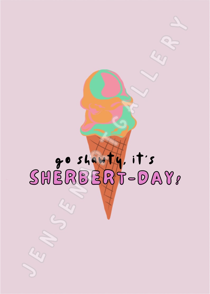 BIRTHDAY CARD PDF // Funny Birthday Card // It’s Sherbert-day! - Etsy