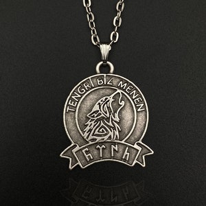 Gray Wolf Tengri Biz Menen Turkish Men Women Necklace, Turkish Necklace ...