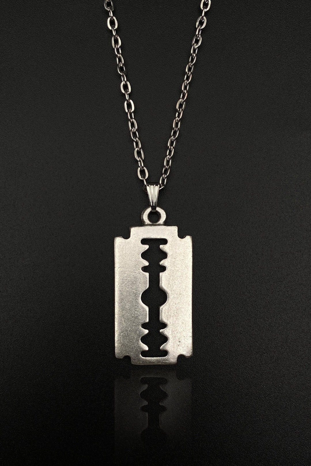 Men's Necklace Razor Blade | Punk Jewelry | Boyfriend Gift | Steel ...