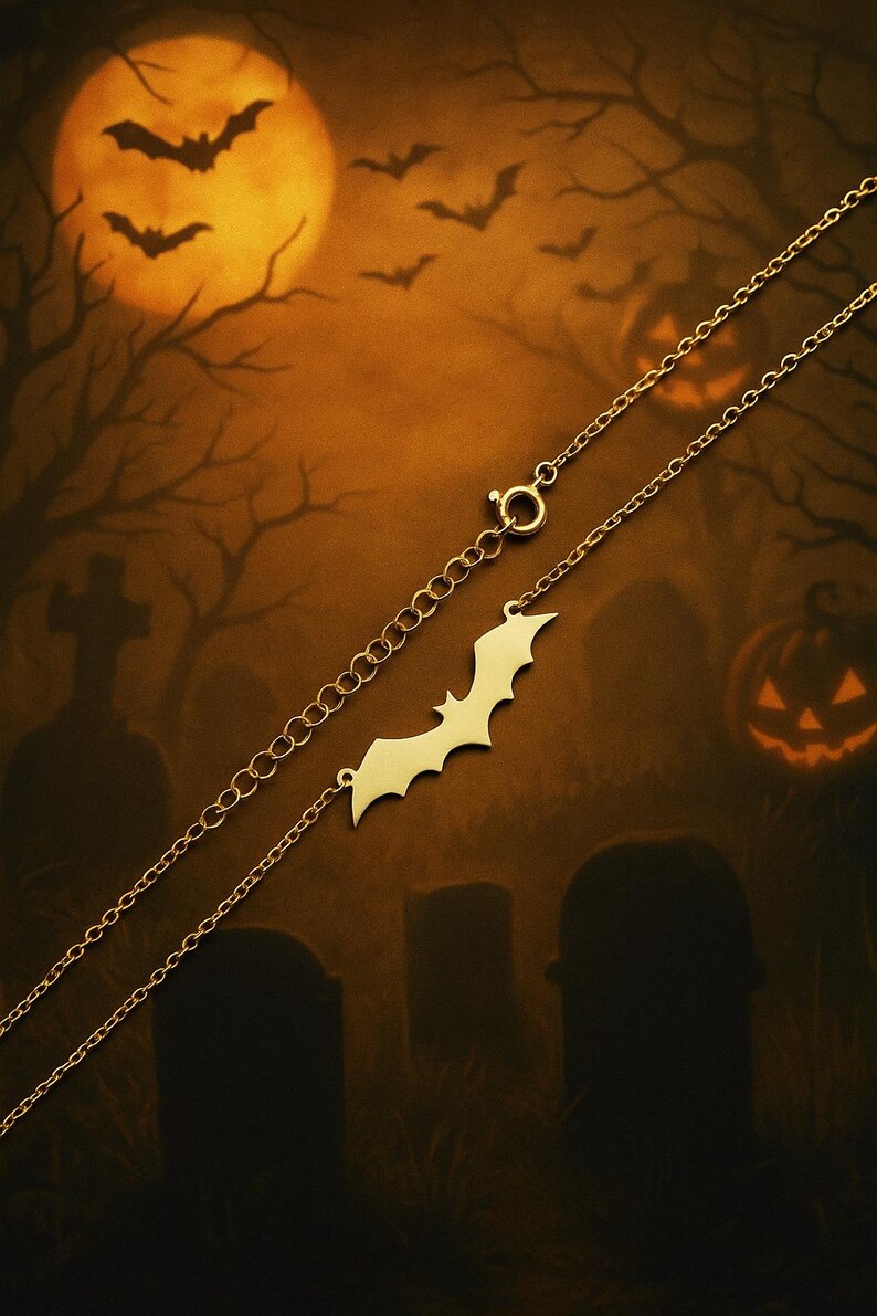 Sterling Silver Halloween Bat Necklace, Gothic Witchy Jewelry - Etsy
