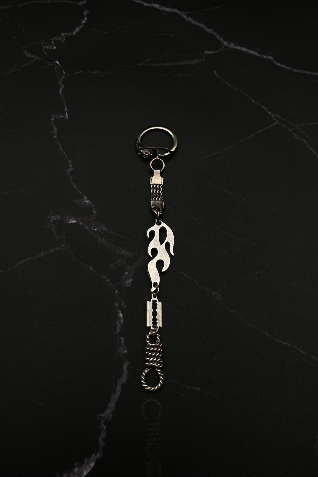 Gothic Halloween Flame Razor Blade Hangman Noose Mixed Keychain ...