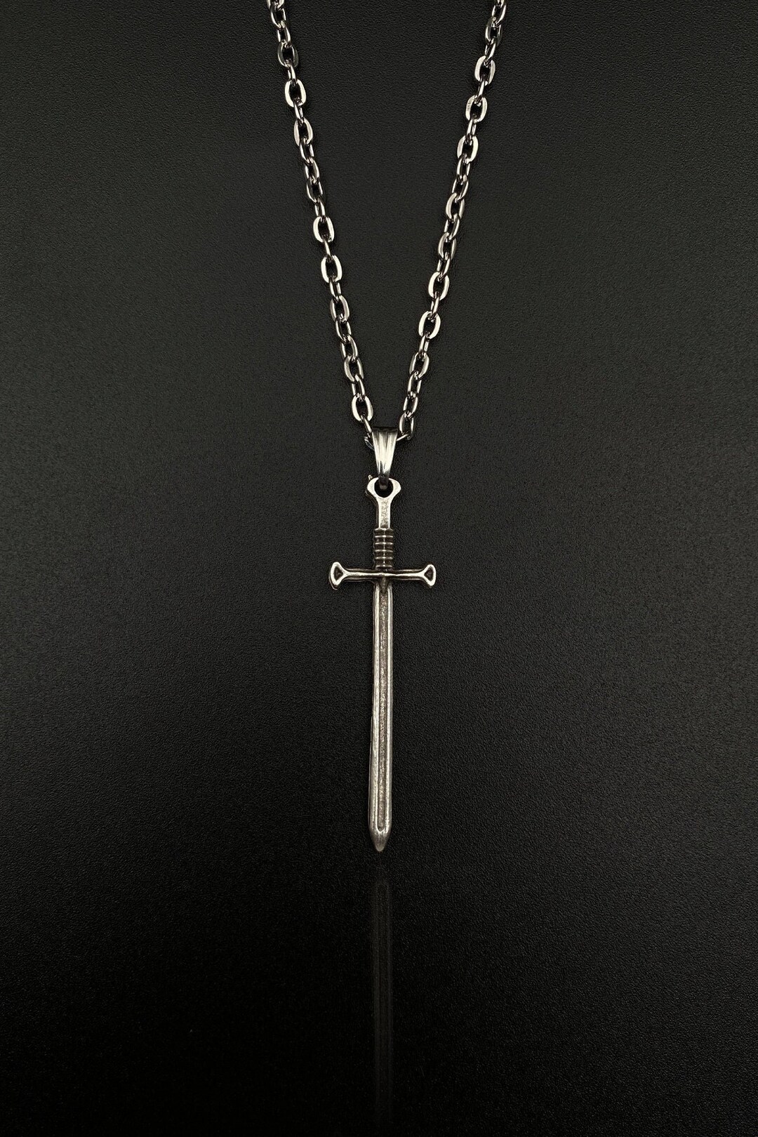 Silver Plated Longsword Necklace: Gothic Edgy Jewelry Gift - Etsy