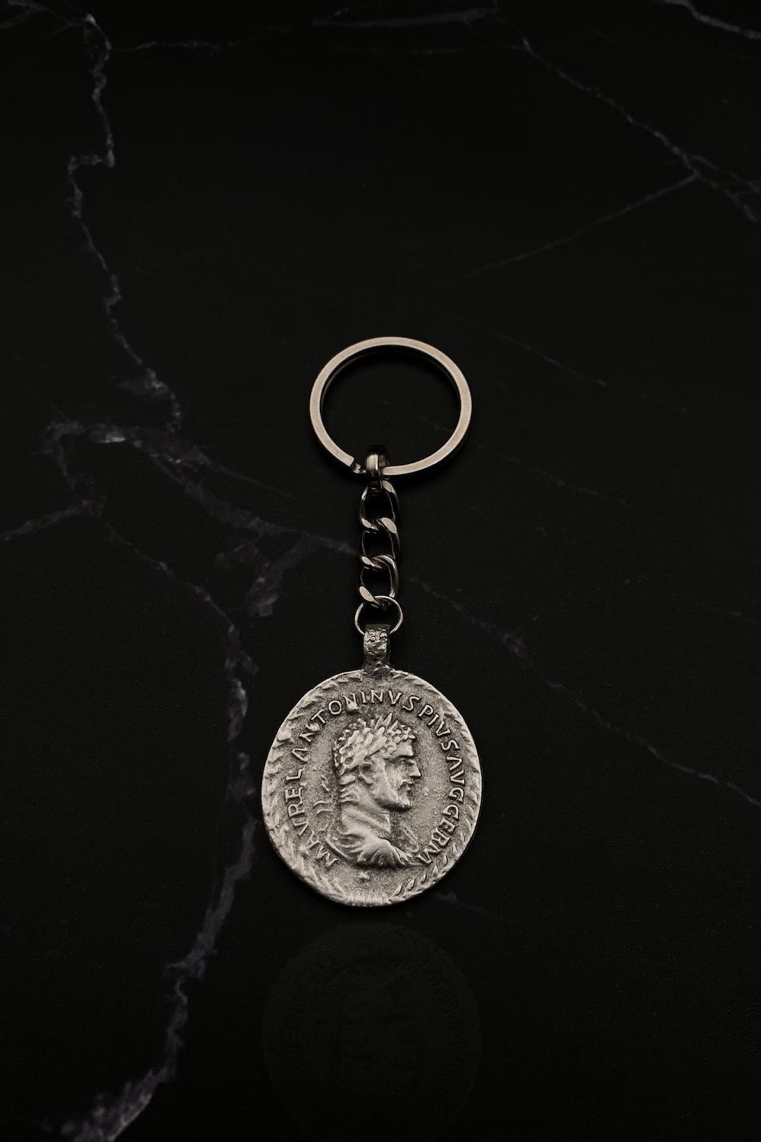 Antique Silver Plated Coin Keychain: Handmade Greek Medallion Gift - Etsy