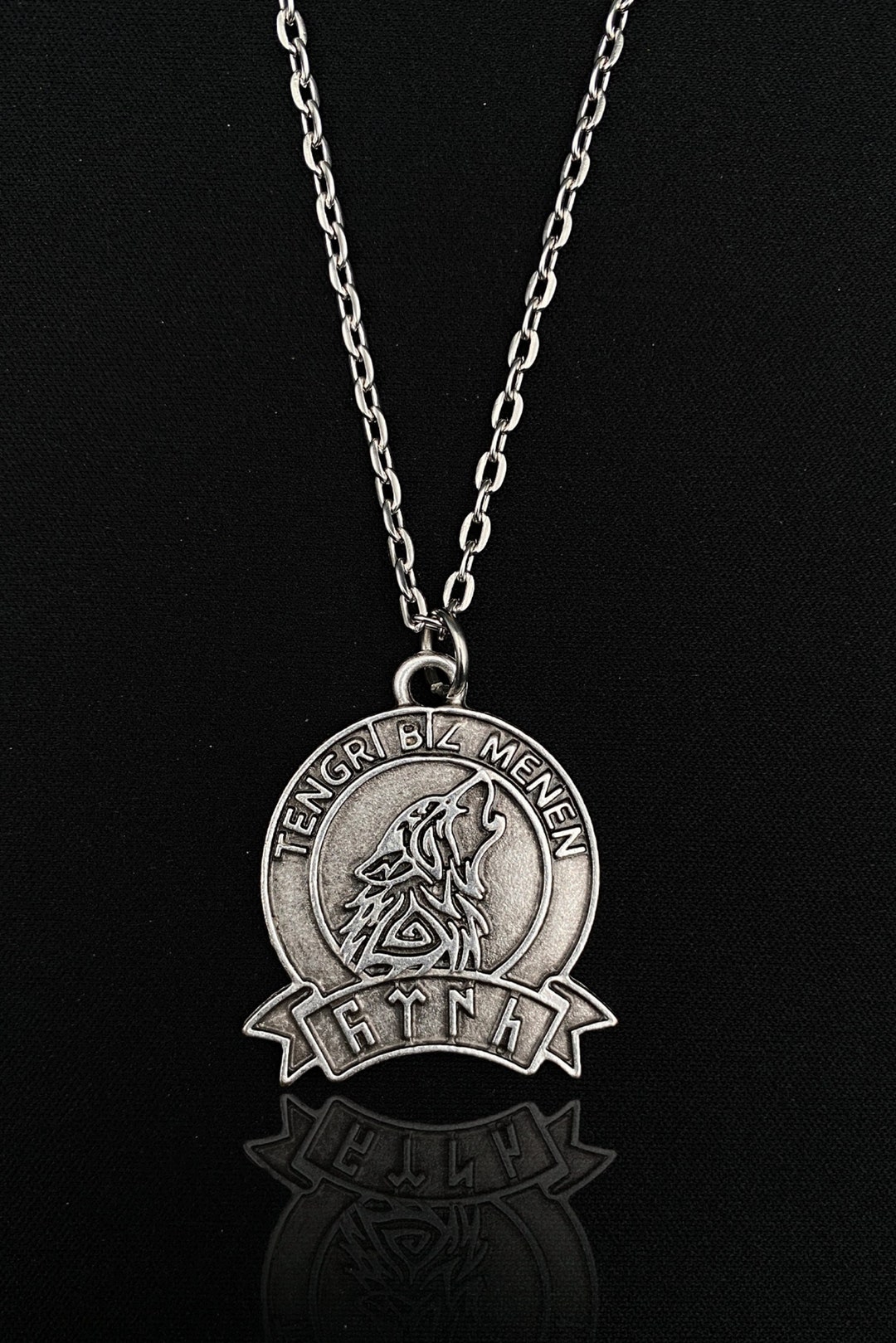 Gray Wolf Tengri Biz Menen Turkish Men Women Necklace - Etsy